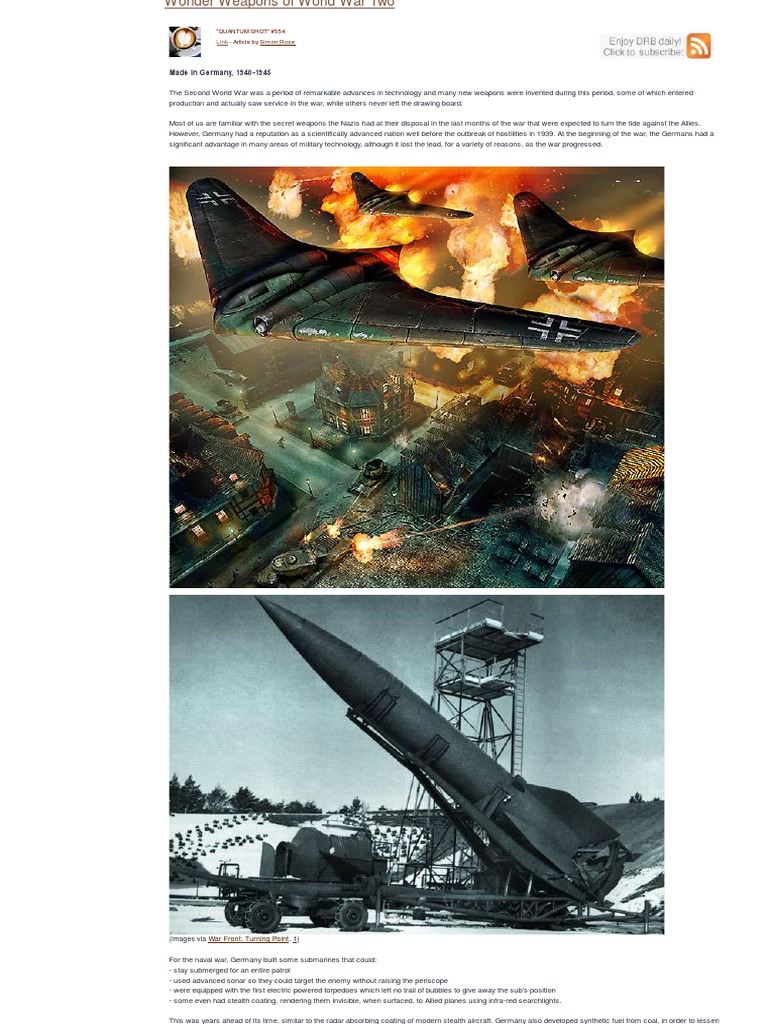 Wonder Weapons of World War Two | V 2 Rocket | Fighter Aircraft | Free ...