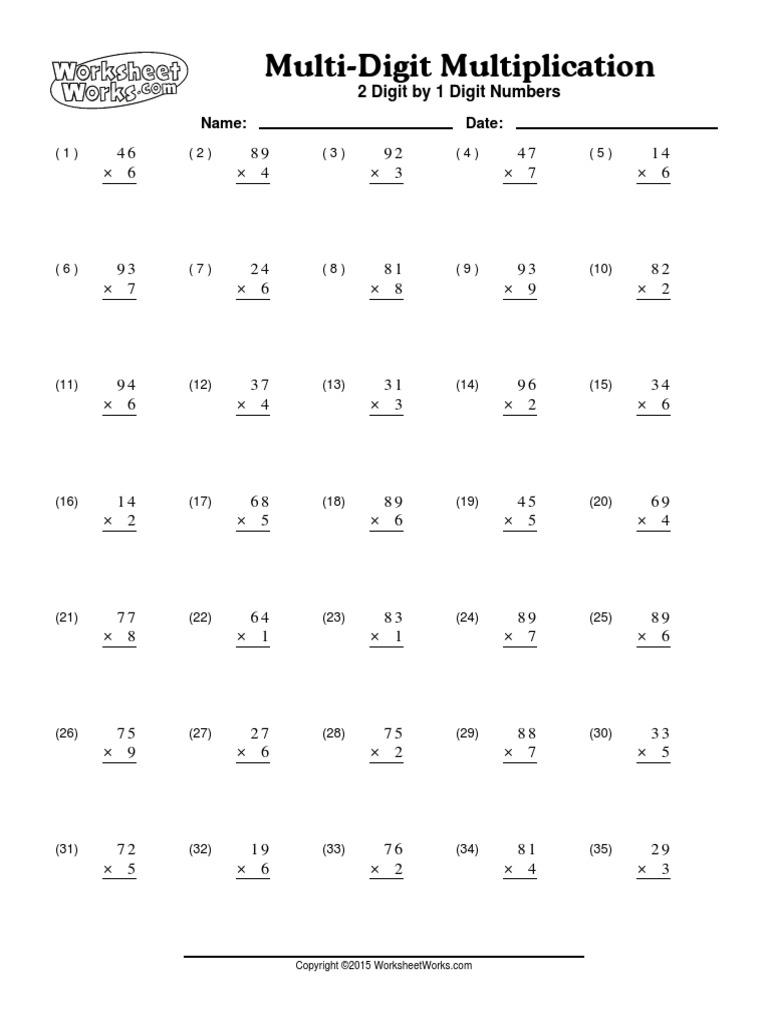 WorksheetWorks MultiDigit Multiplication 1 | PDF