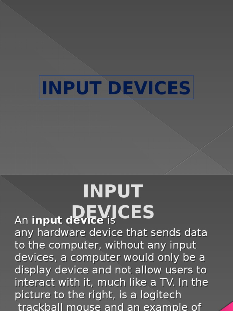 Input Devices Presentation | PDF | Computer Keyboard | Image Scanner