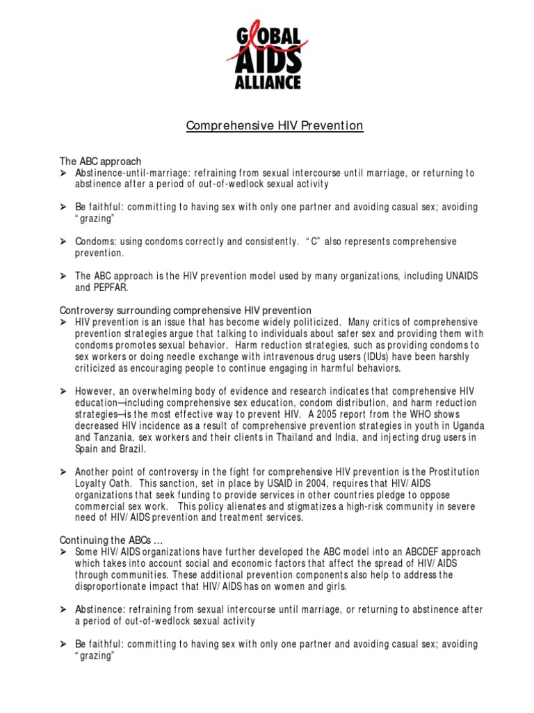 ABCDEF HIV Prevention Factsheet | Prevention Of Hiv/Aids | Hiv/Aids ...