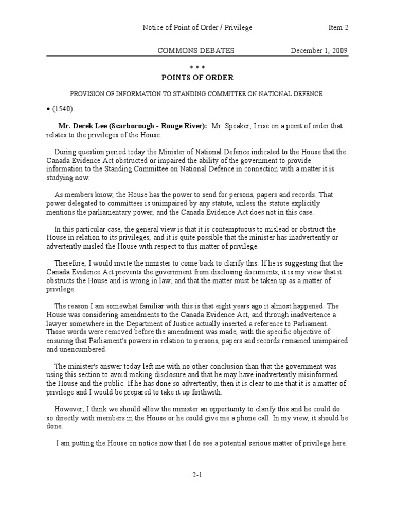 Notice of Point of Order / Privilege | PDF | Public Sphere | Virtue