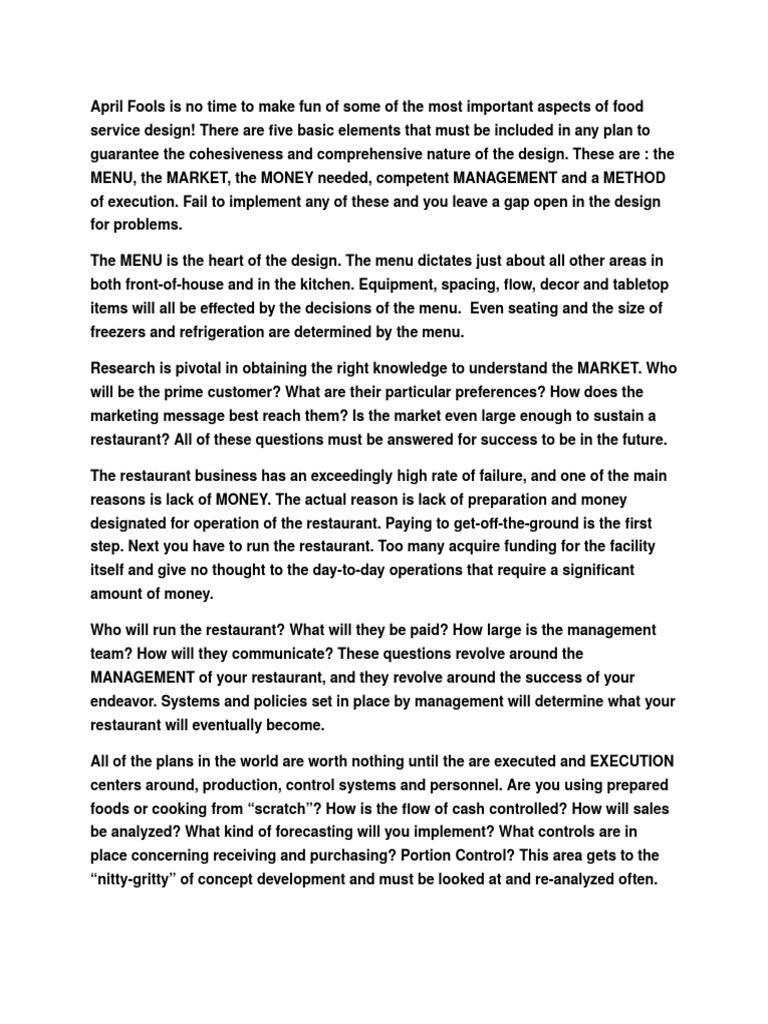 5 M's | PDF | Restaurants | Sales