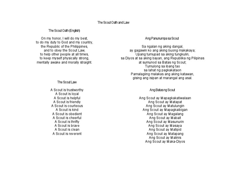 BSP Scout Oath and Law | PDF