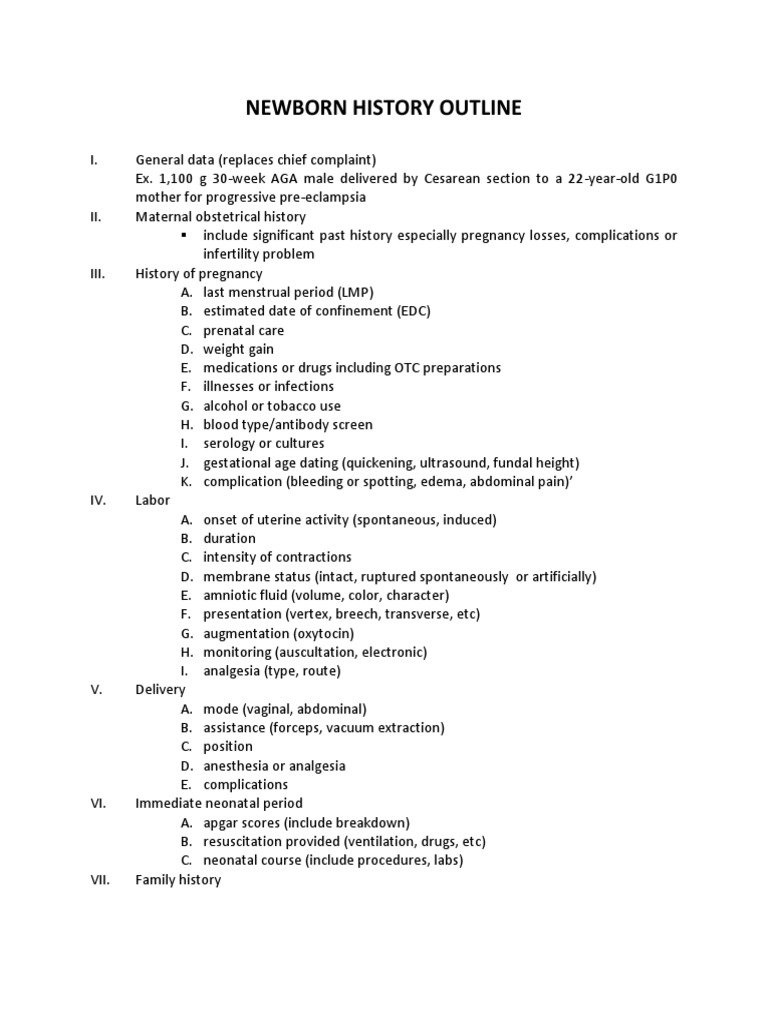Newborn and Pediatrics History and Pe | Download Free PDF | Anatomical ...