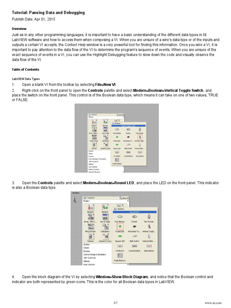 LabVIEW Data Types and Debugging Guide | PDF | Data Type | Computer ...