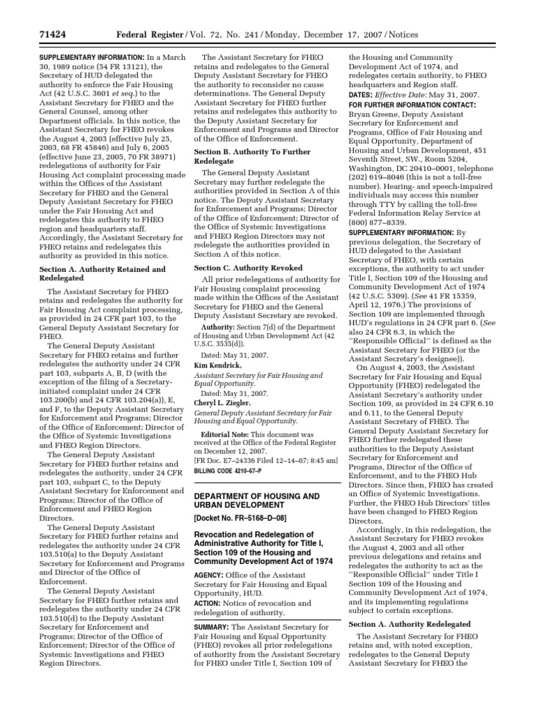 Notice: Organization, Functions, and Authority Delegations: Fair ...