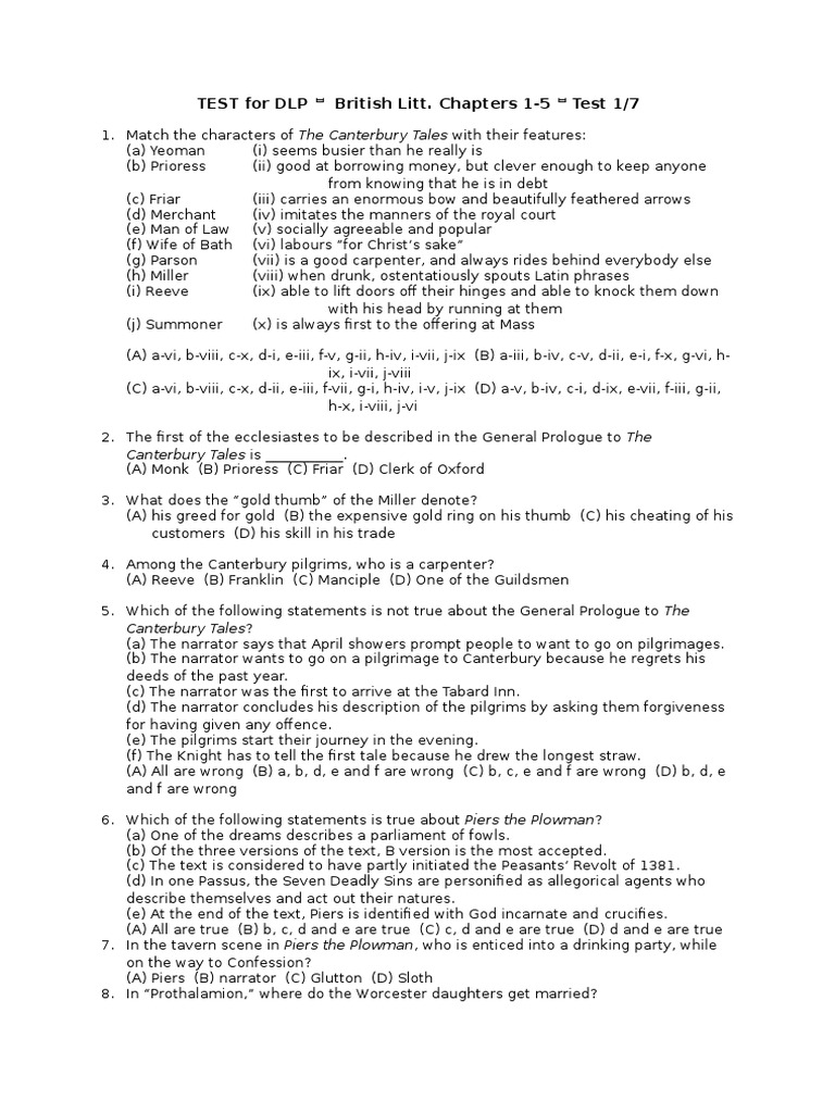 British Literature Quiz | PDF | The Faerie Queene | Poems