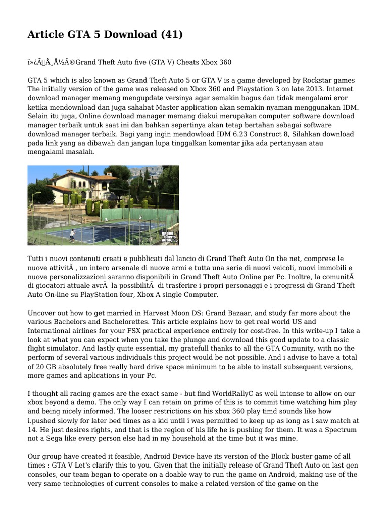 Article GTA 5 Download | PDF | Video Game Development | Electronic Toys