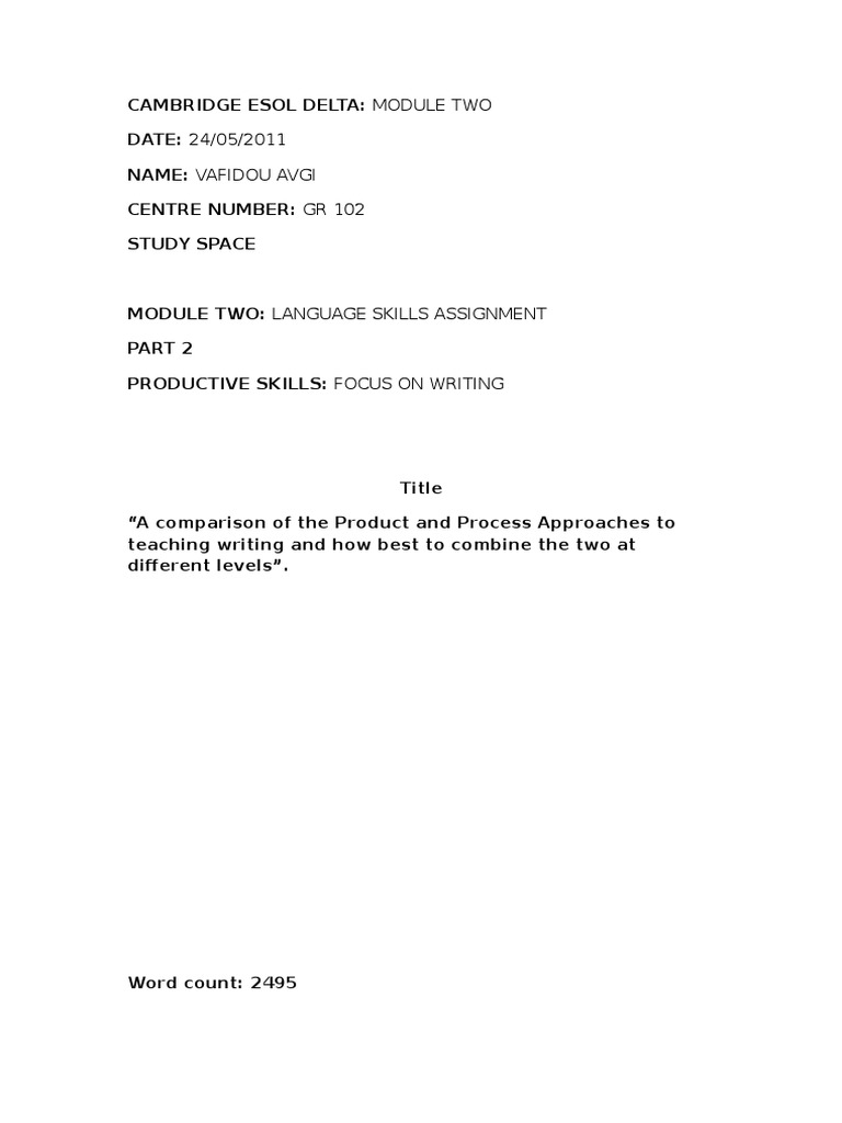 A Comparison of The Product and Process Approaches To Teaching Writing ...