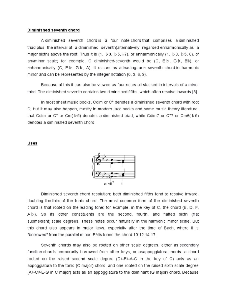 Understanding Diminished Seventh Chords | PDF | Chord (Music) | Musicology