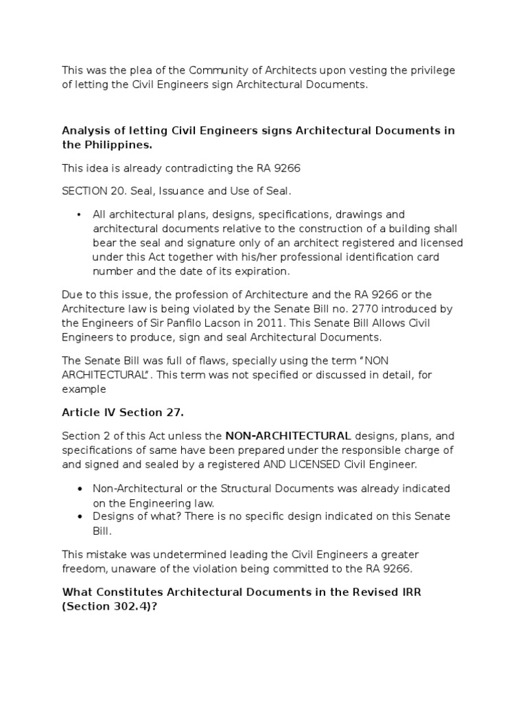 Impact of Senate Bill on Architectural Law | PDF | Architect | Government