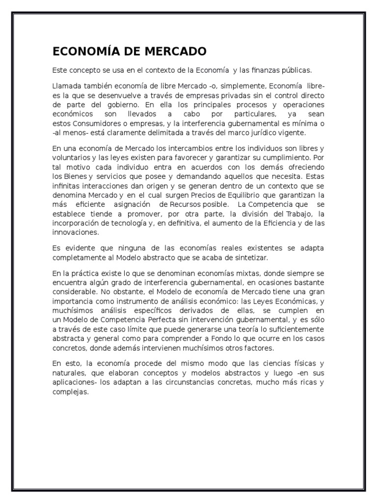 Economía de Mercado | PDF | Economía de mercado | Mercado (economía)