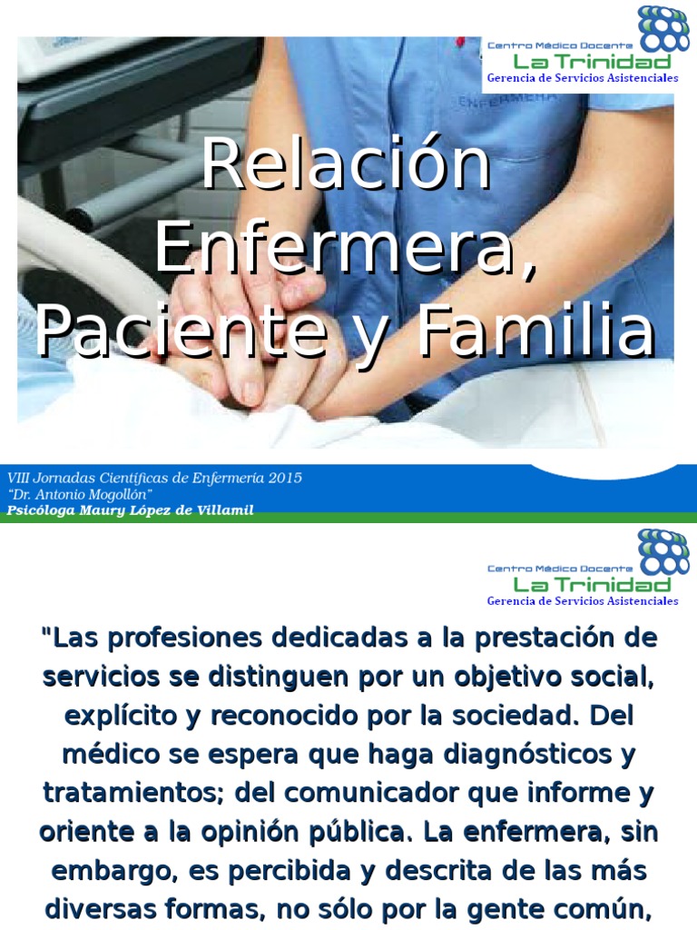 Relacion Familia, Paciente y Familia | PDF | Psicólogo | Enfermería