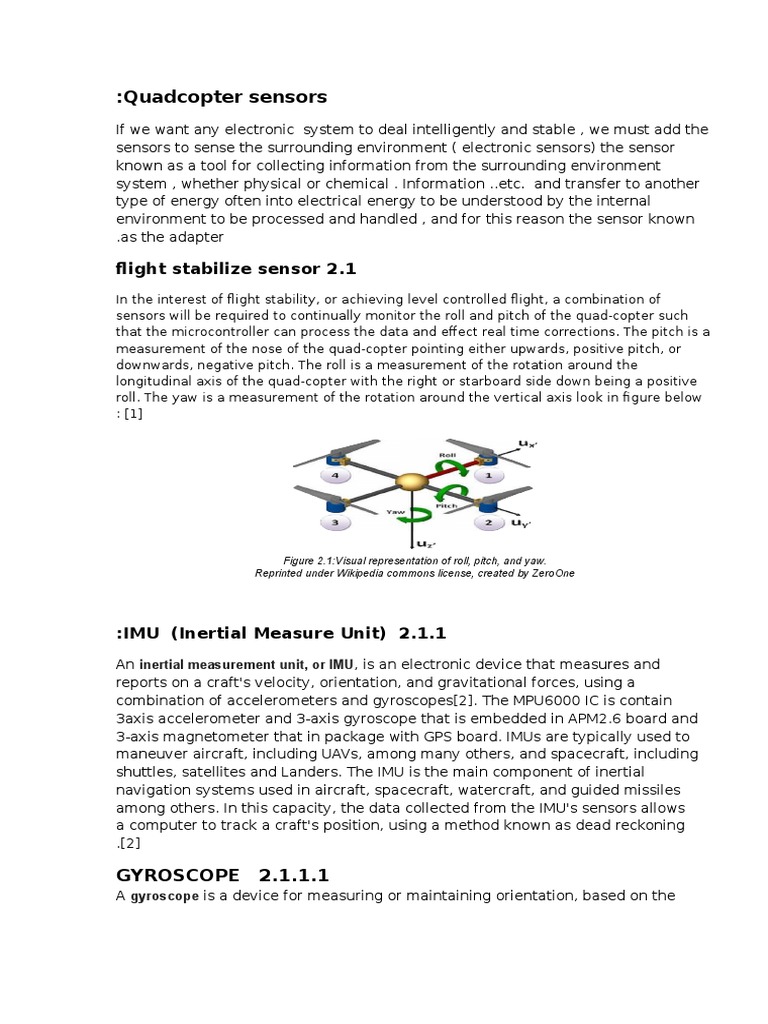 Quadcopter Sensors | PDF | Gyroscope | Accelerometer