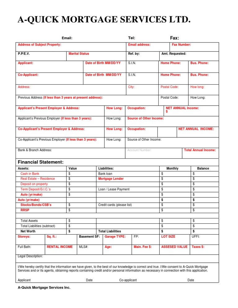 Mortgage Application Form Details | PDF | Mortgage Loan | Loans