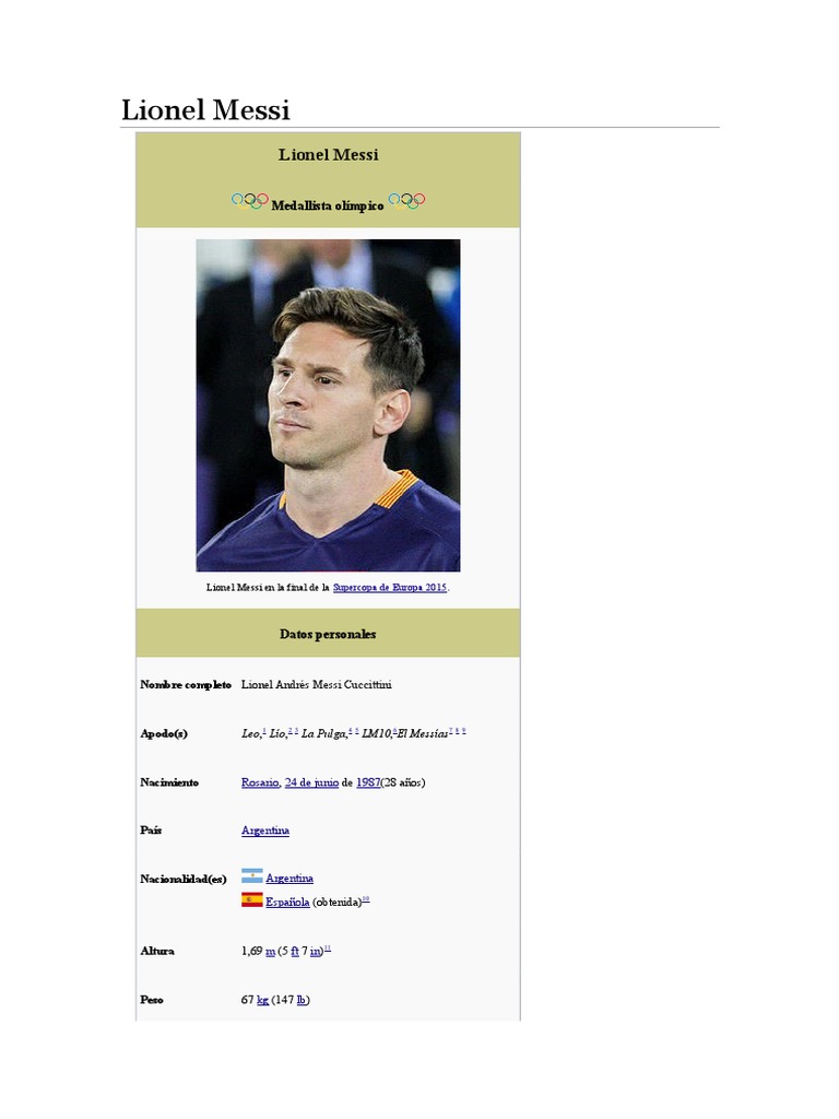 Biografia Lionel Messi | PDF | Lionel Messi | FC Barcelona