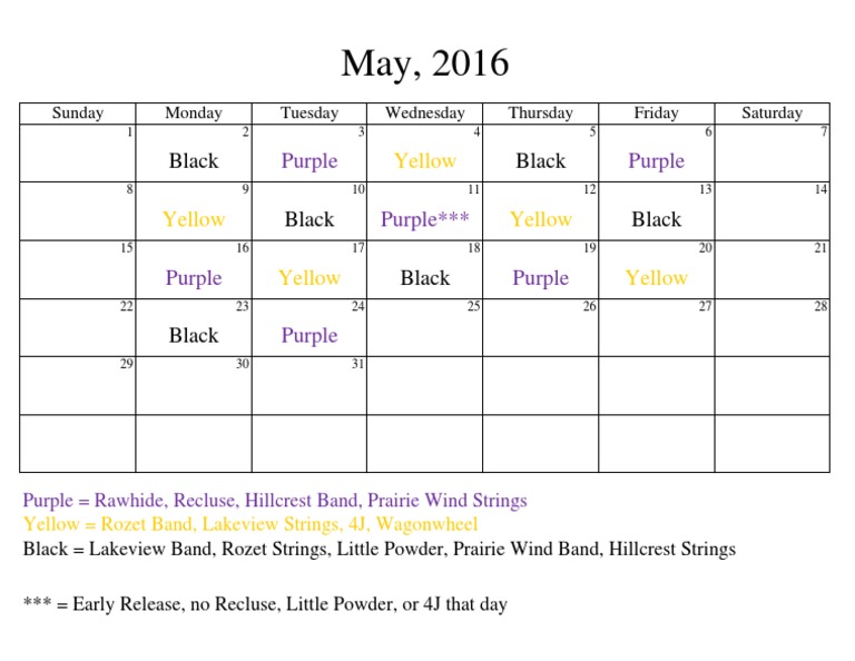 May 2016 School Music Schedule | PDF