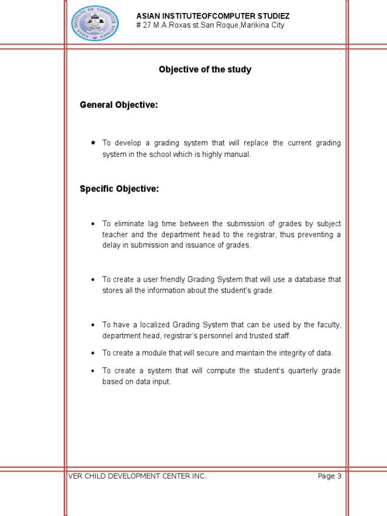 Objective of The Study: Asian Instituteofcomputer Studiez | PDF