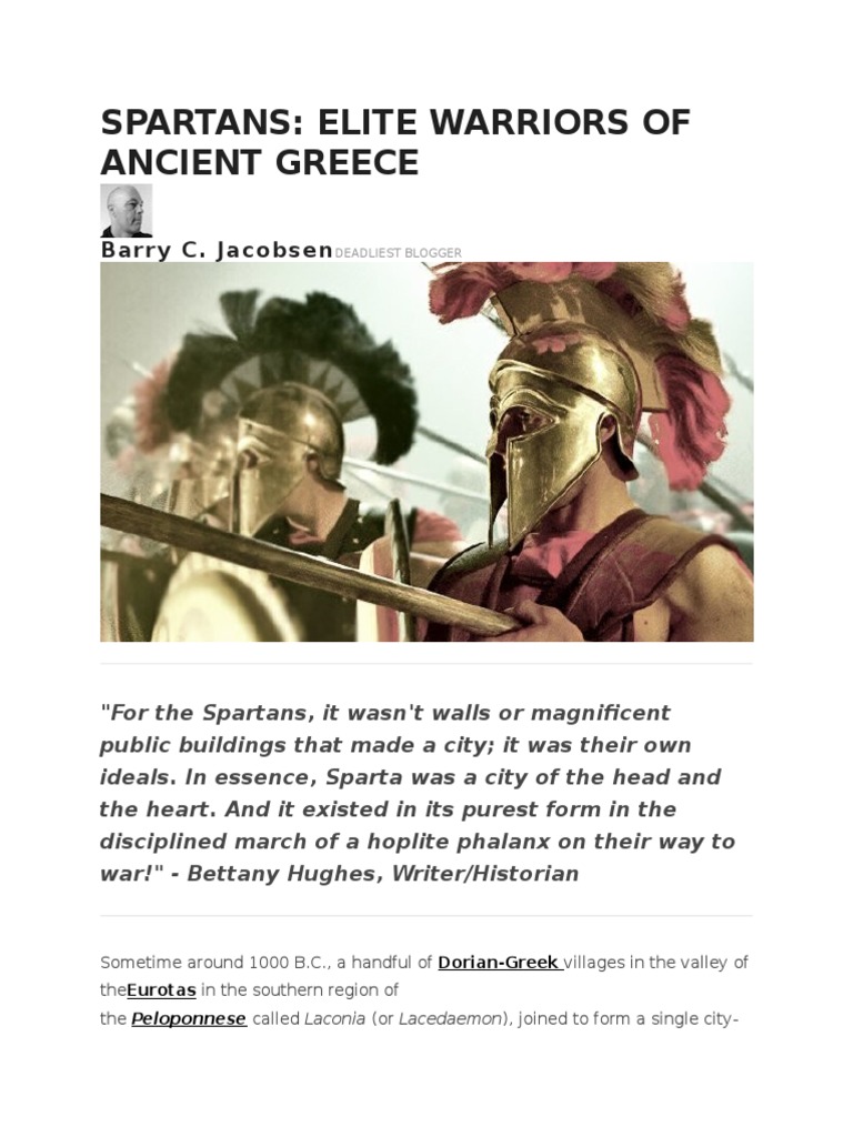 Spartans: Elite Warriors of Ancient Greece: Barry C. Jacobsen | PDF ...