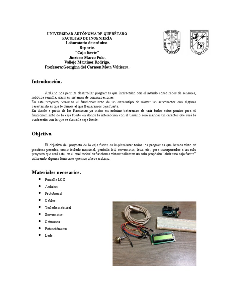 Reporte - Caja Fuerte-Arduino | PDF | Arduino | Contraseña