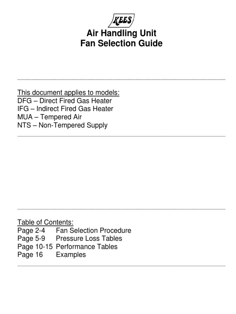 Air Handling Unit Fan Selection Guide | PDF | Hvac | Air Conditioning