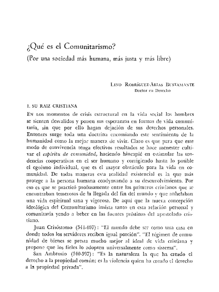 Qué es el Comunitarismo? | PDF