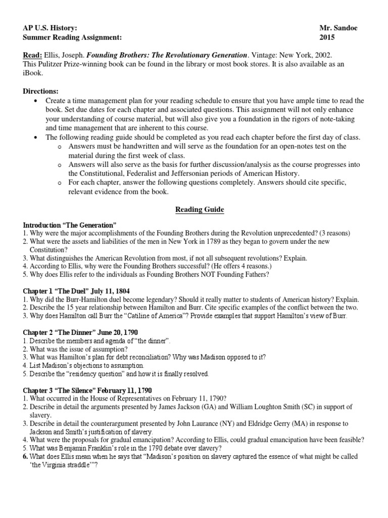 AP U.S. History Summer Reading Guide | PDF
