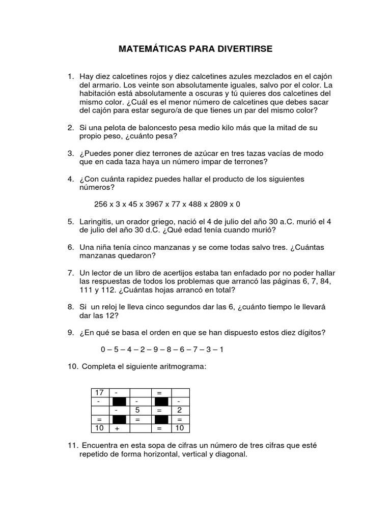 Matemáticas Para Divertirse | PDF Matemáticas Para Divertirse | PDF