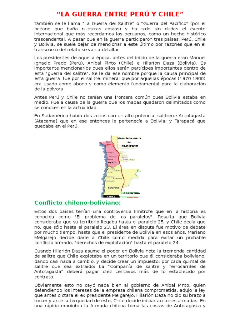 La Guerra Entre Perú y Chile | PDF | Guerra Naval | América del Sur