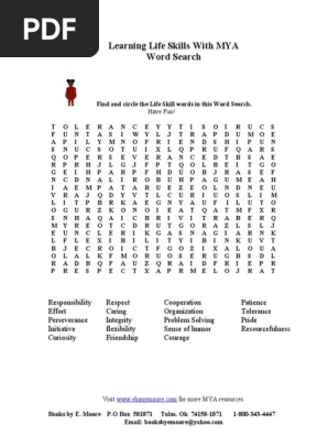 Life Skills Word Search Essential Vocabulary: Survival Words