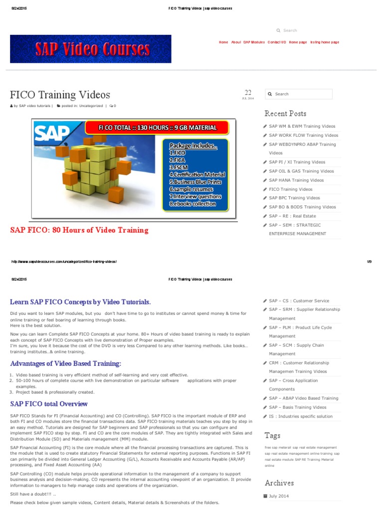 FICO Training Videos - Sap Video Courses1 | PDF | Cheque | Accounting