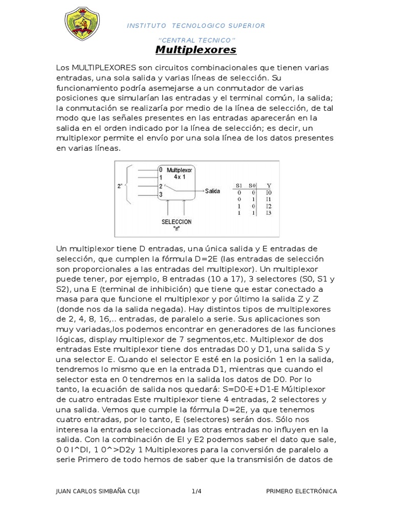Multiplexores | PDF | Electrónica digital | Tecnología digital