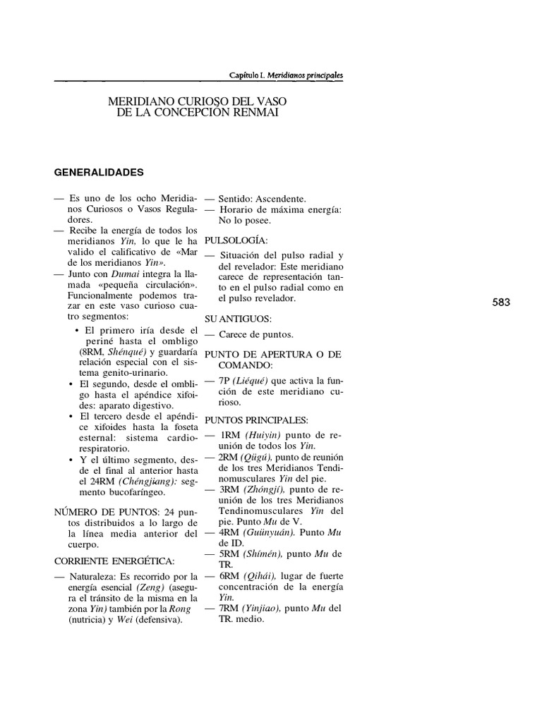 Meridiano Curioso Del Vaso de La Concepción Renmai PDF | PDF | Cráneo ...