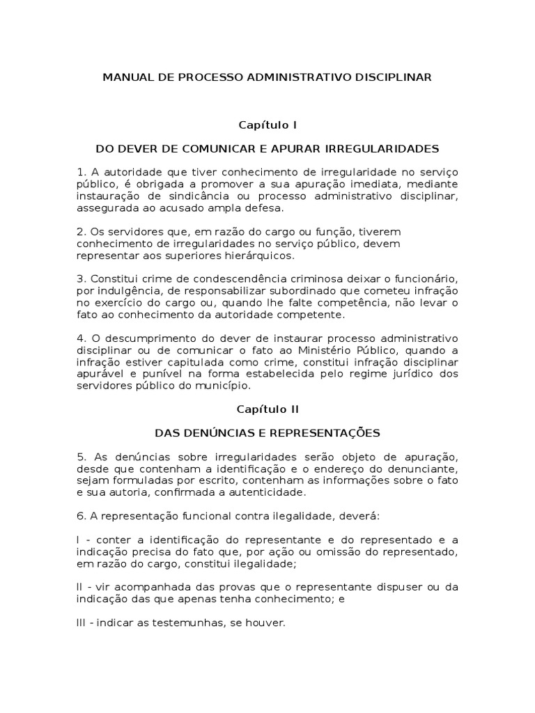 Manual de Processo Administrativo Disciplinar | PDF | Administração ...