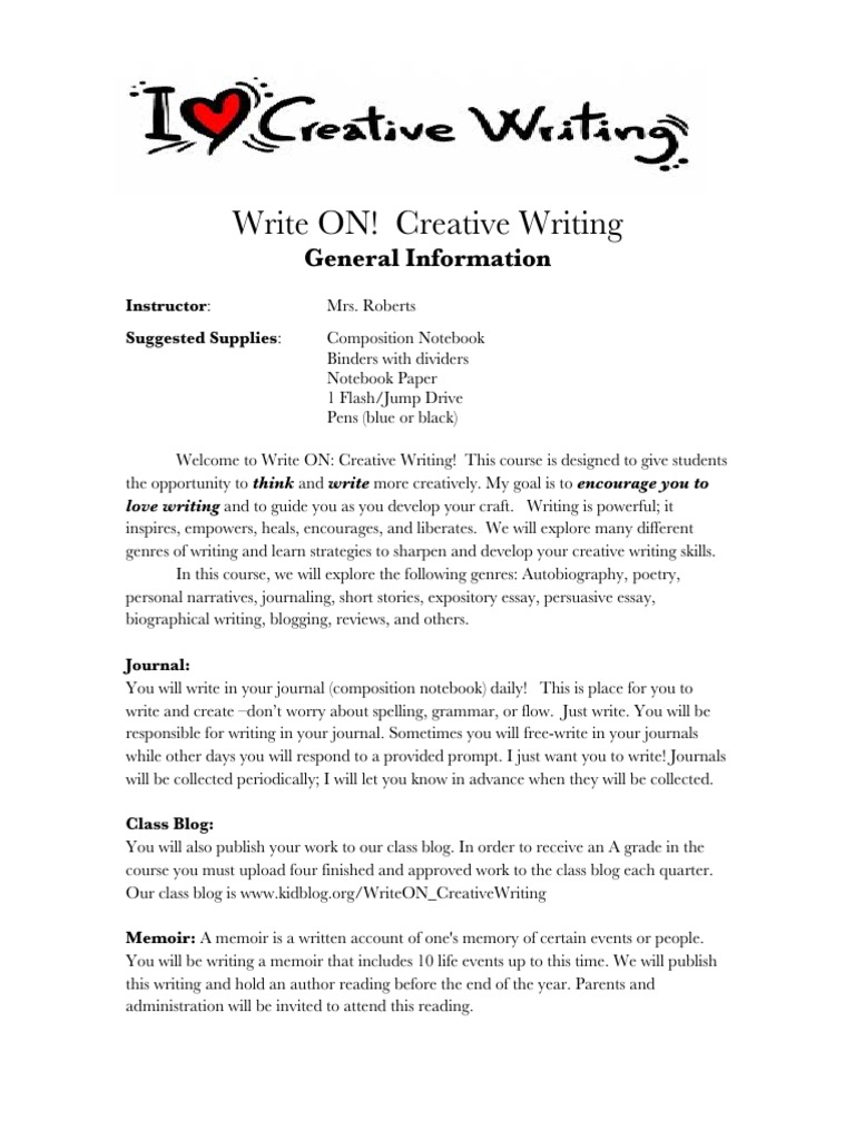 Creative Writing Syllabus | PDF | Essays | Communication
