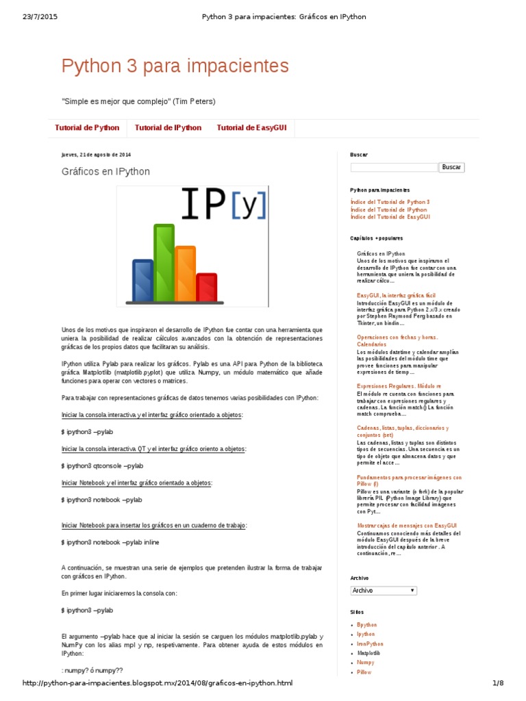 Python 3 Para Impacientes Gráficos En Ipython Pdf Sistema De