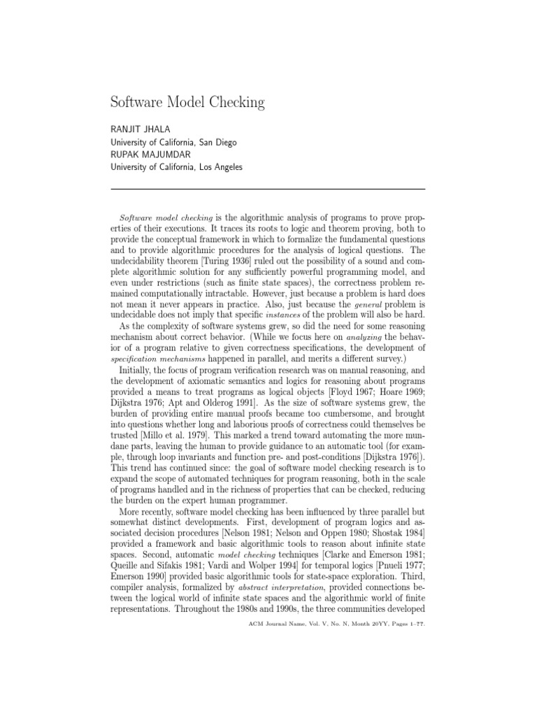 Software Model Checking Survey | PDF | Boolean Algebra | Teaching ...