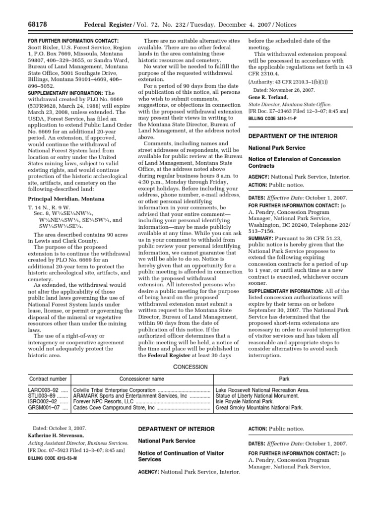 Notice: Concession Contracts and Permits | PDF