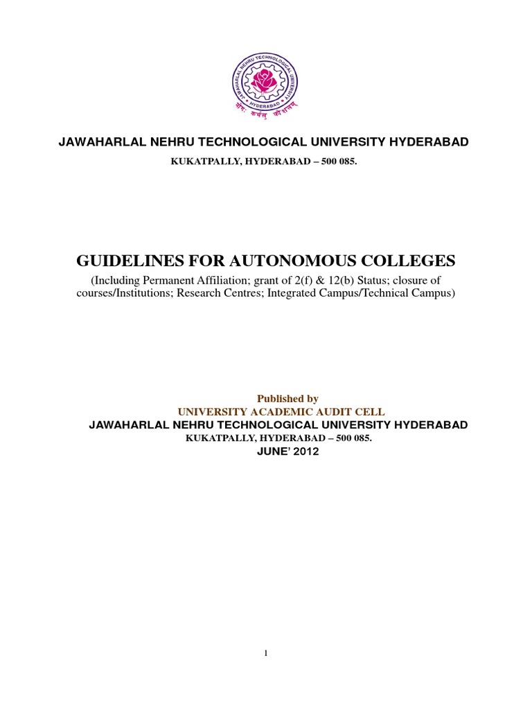 Autonomous Status Guidelines JNTU | PDF | College | Test (Assessment)
