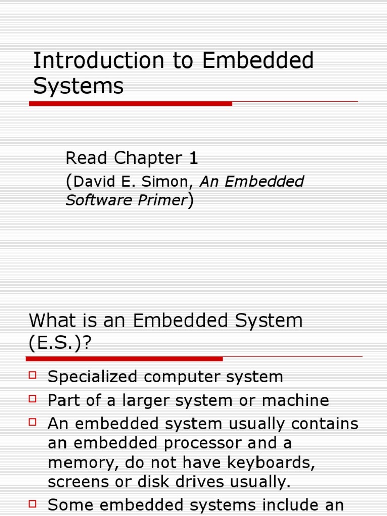Ch1 Introduction To Embedded Systems | PDF | Embedded System | Digital ...