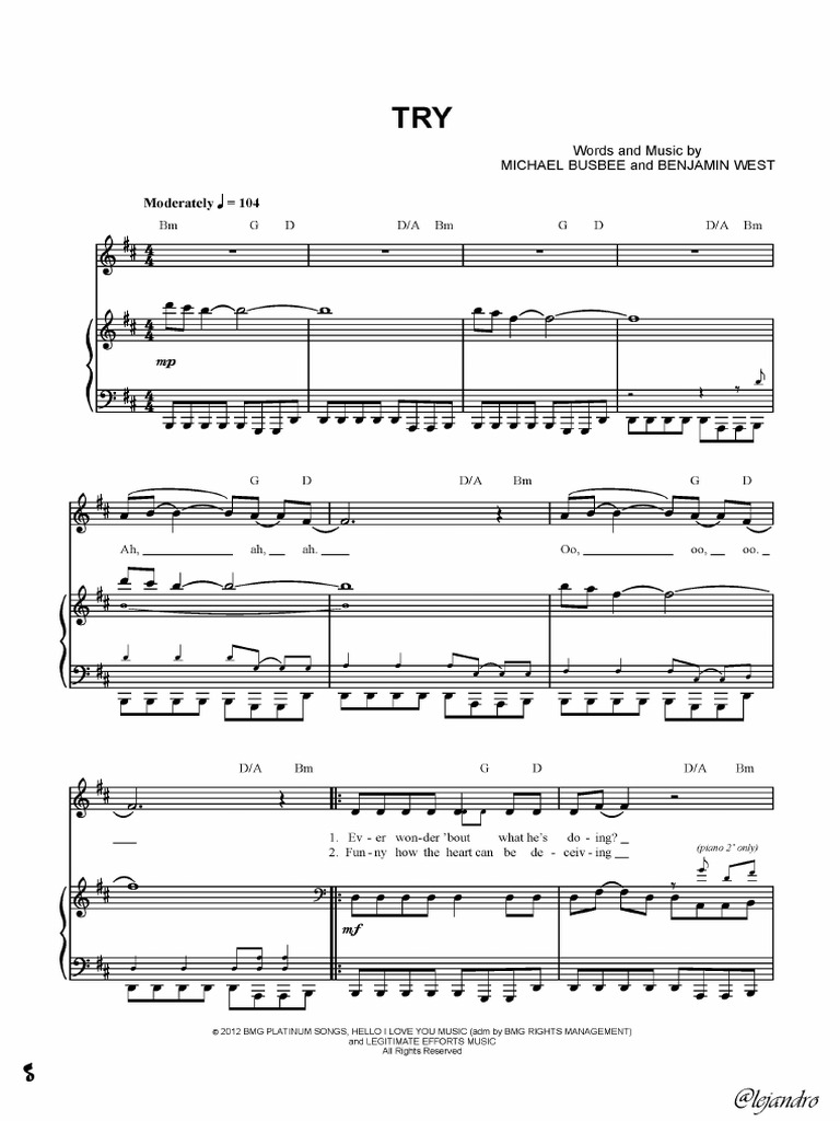 Pink-Try Piano Sheet | PDF