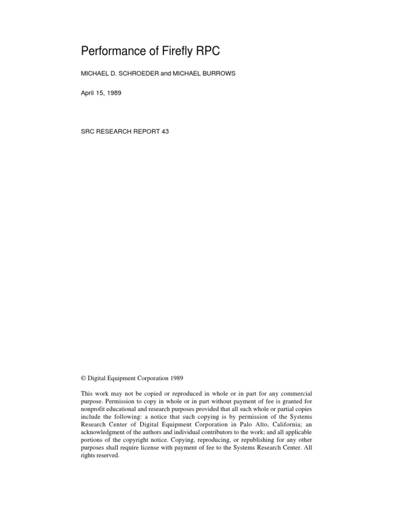 Performance of Firefly RPC | PDF | Network Packet | Internet Protocols