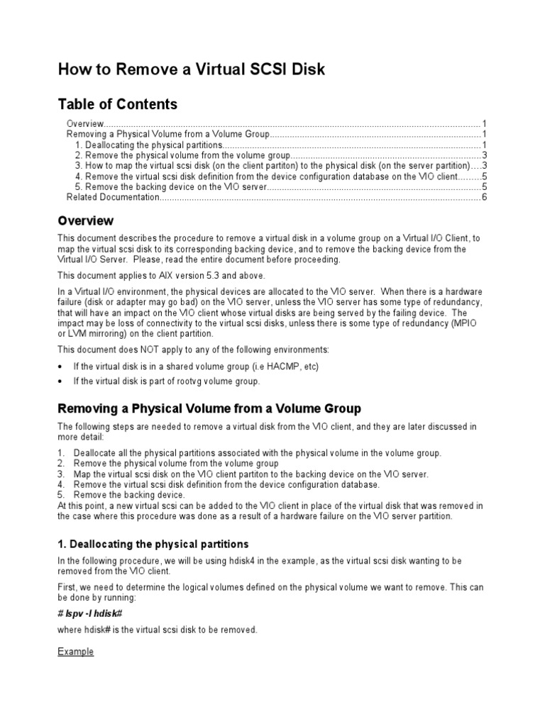 How To Remove VSCSI Disk | PDF | Server (Computing) | Computer Architecture