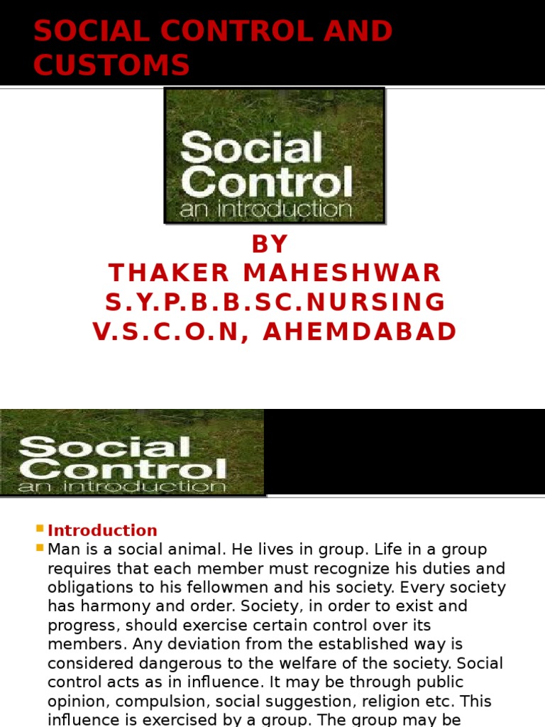 Social Control and Customs | PDF | Norm (Social) | Socialization