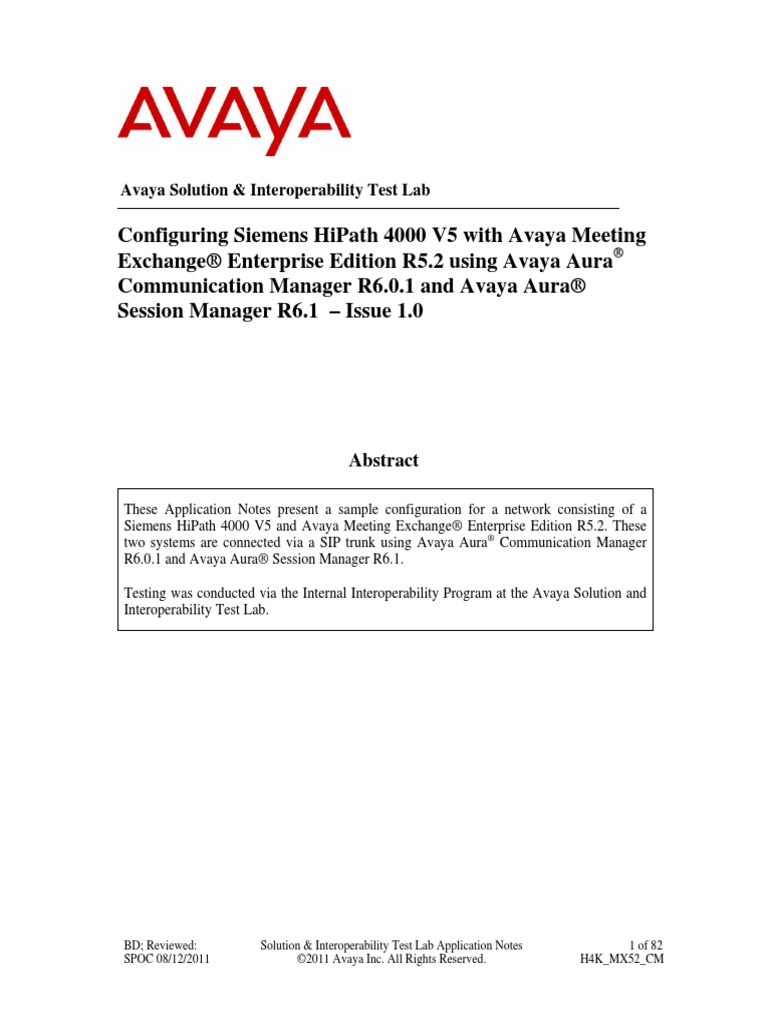 Siemens Hipath 4000 | PDF | Session Initiation Protocol | Java Virtual ...