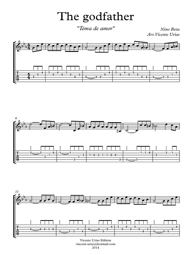 The Godfather partitura guitarra