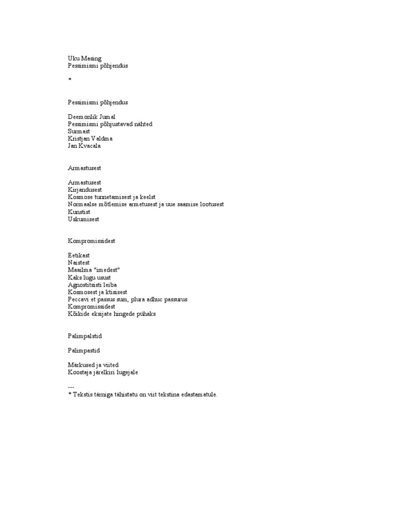 Uku Masing Pessimismi Põhjendus Pessimismi Põhjendus | PDF
