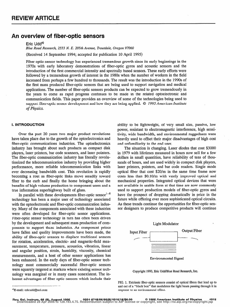 Eric Udd FO Sensor Review Paper PDF | PDF | Interferometry | Optical Fiber