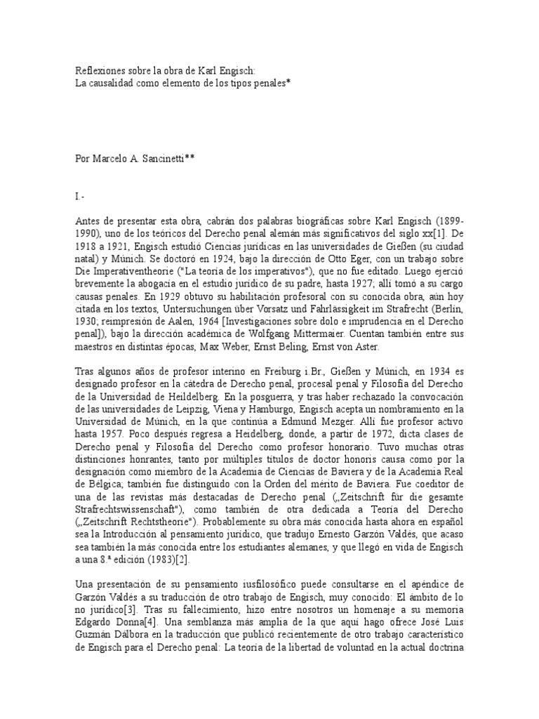 Reflexiones Sobre La Obra de Karl Engisch | PDF | Derecho penal ...