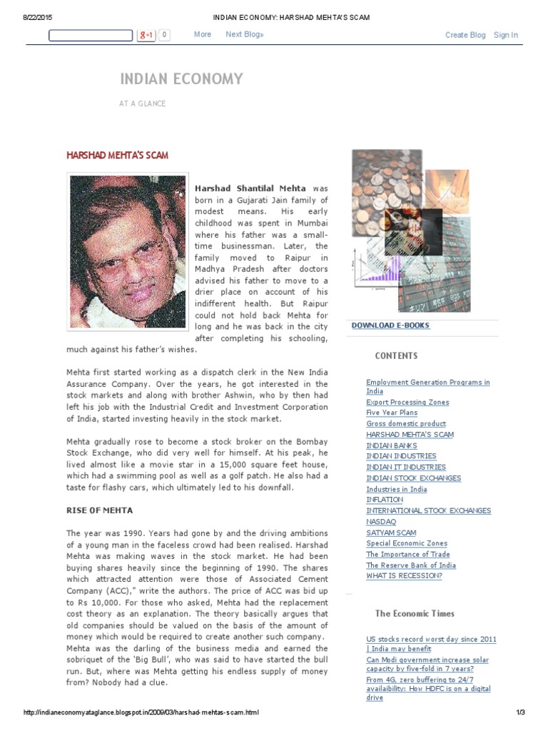 Harshad Mehta Scam Overview | PDF | Economies | Financial Markets
